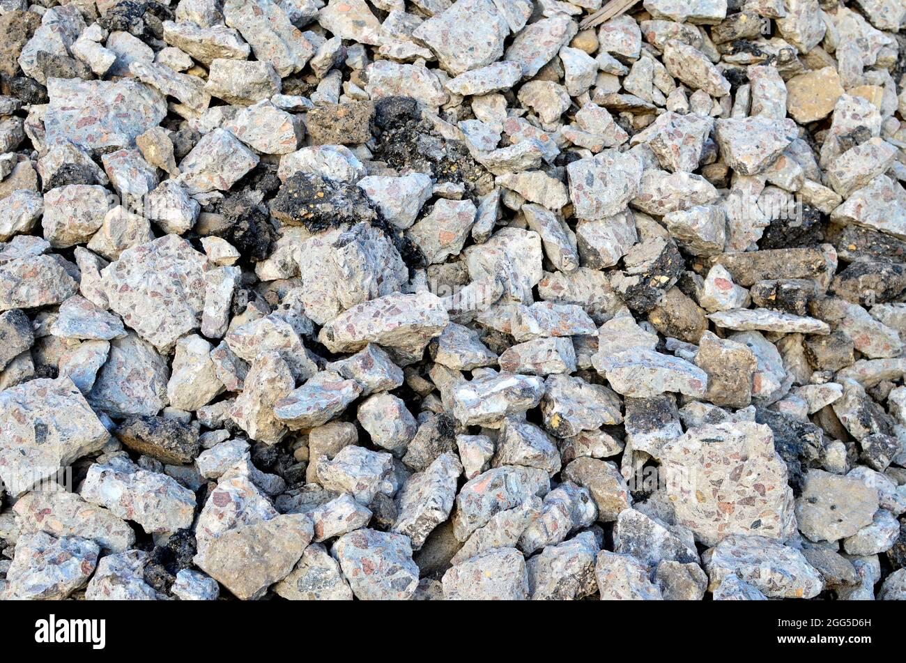 Concrete after crushing for recycling. Reuse crushed concrete rubble ...