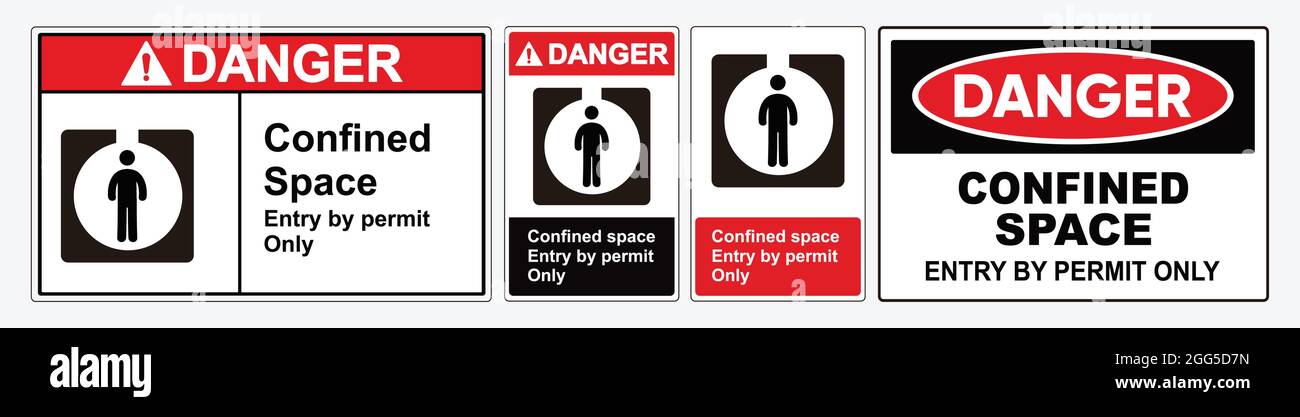 Danger Confined Space Entry By Permit Only safety sign, safety sign ...