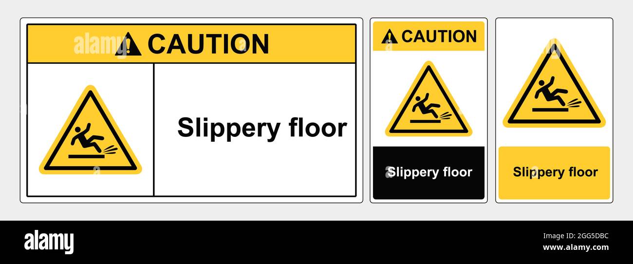 Safety Sign Slippery floor, sign lanscape and potrait forms, ANSI and ...