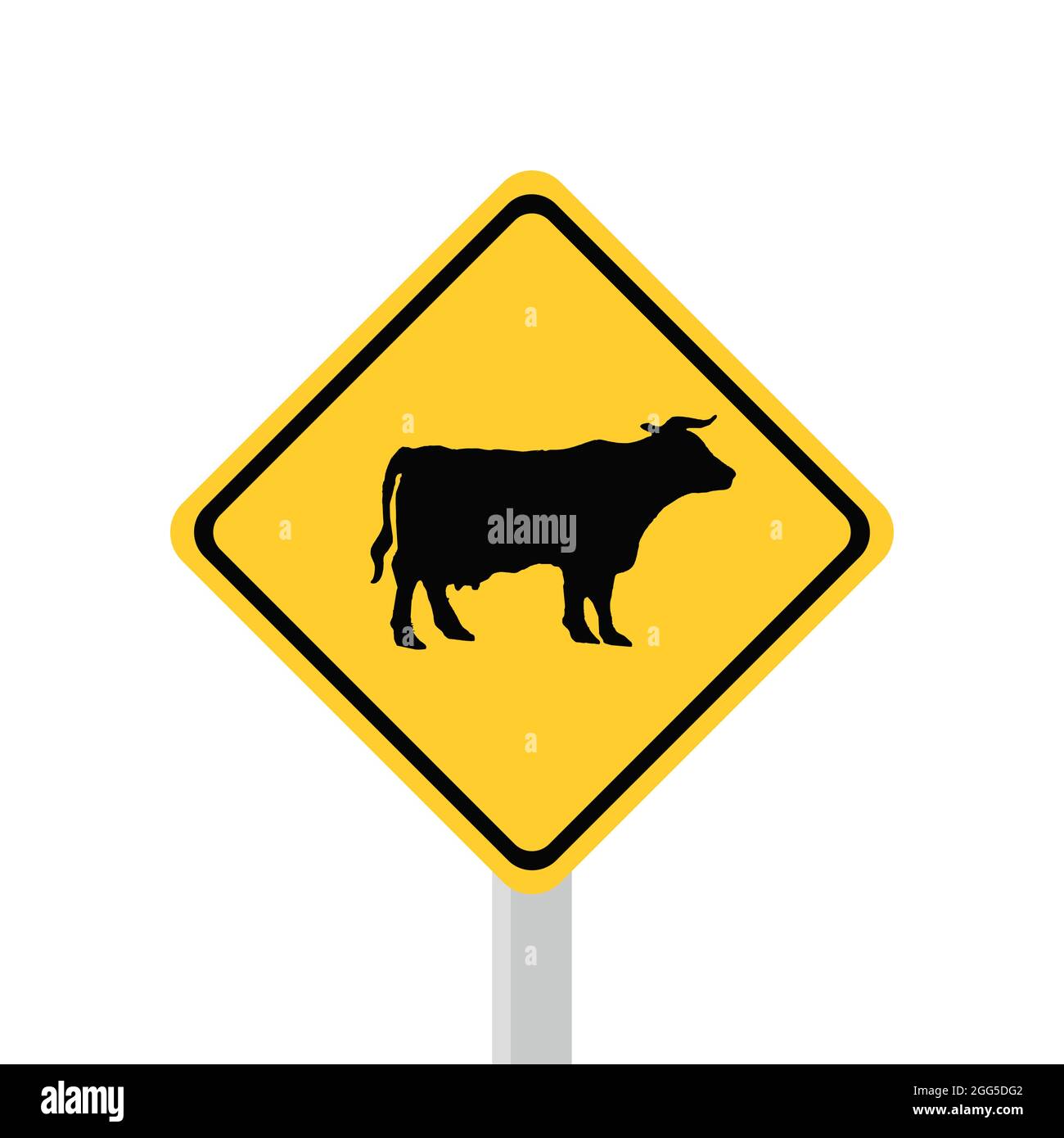 Warning signs of farm animals. Traffic safety signs are orange ...