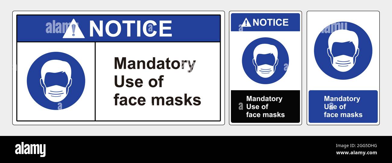 Safety signs using a virus mask. Vector illustration of security signs ...