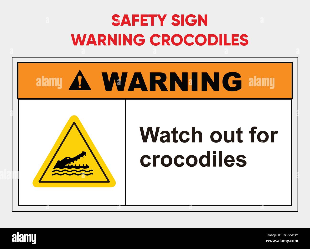 Crocodile hazard safety sign template. Templates with STANDARD ANSI and ...
