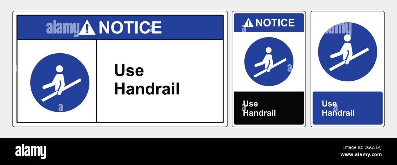 Safety Sign Use handrail, sign lanscape and potrait forms, ANSI and ...