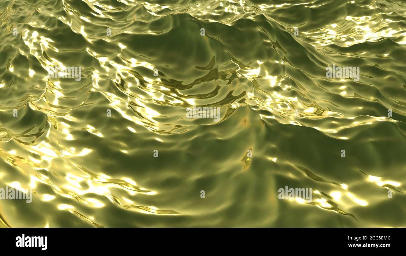 Gold wave soft ocean surface Reflection of sunlight super slow motion ...