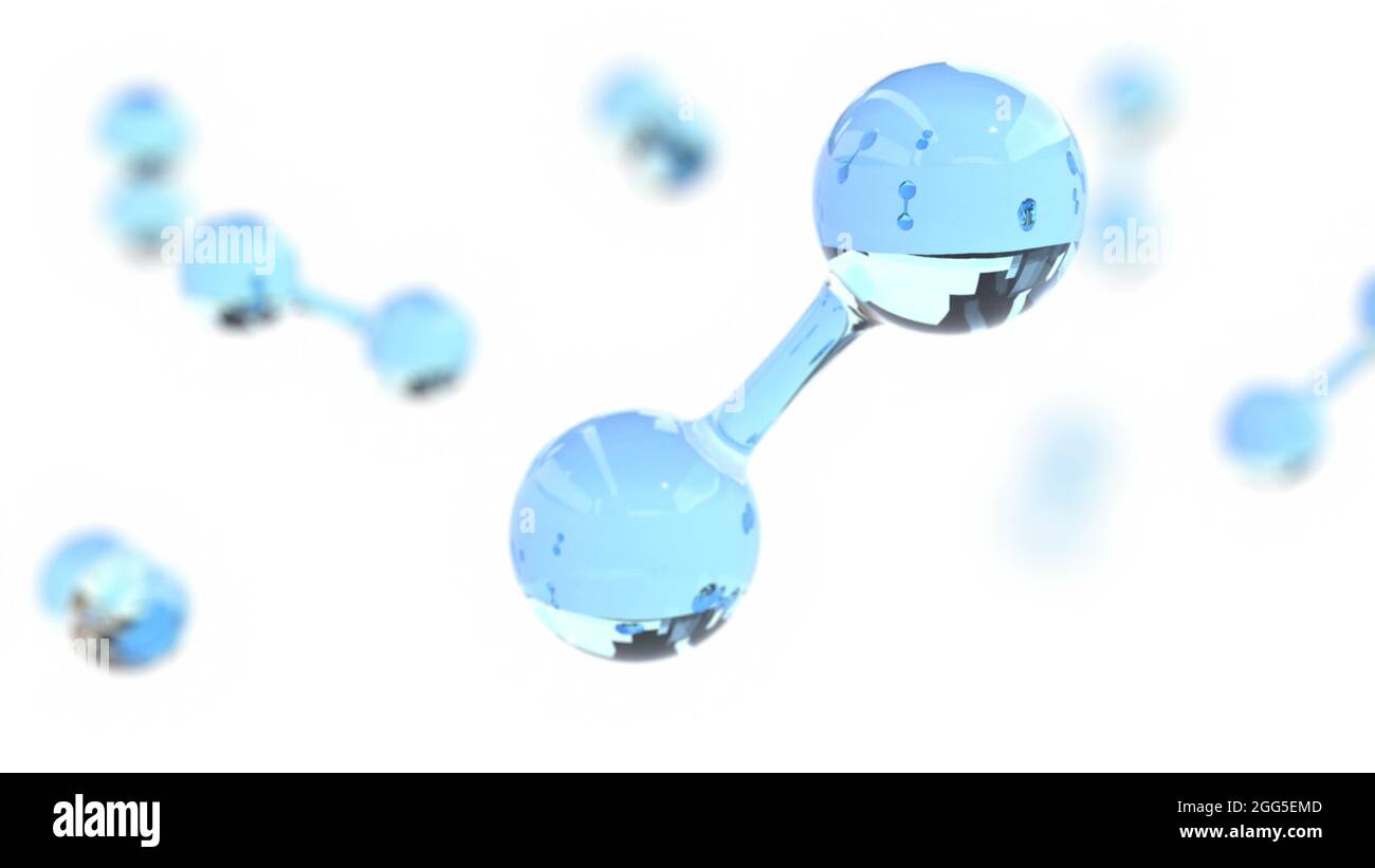 Schematic hydrogen molecule Science concept 3d render Stock Photo - Alamy