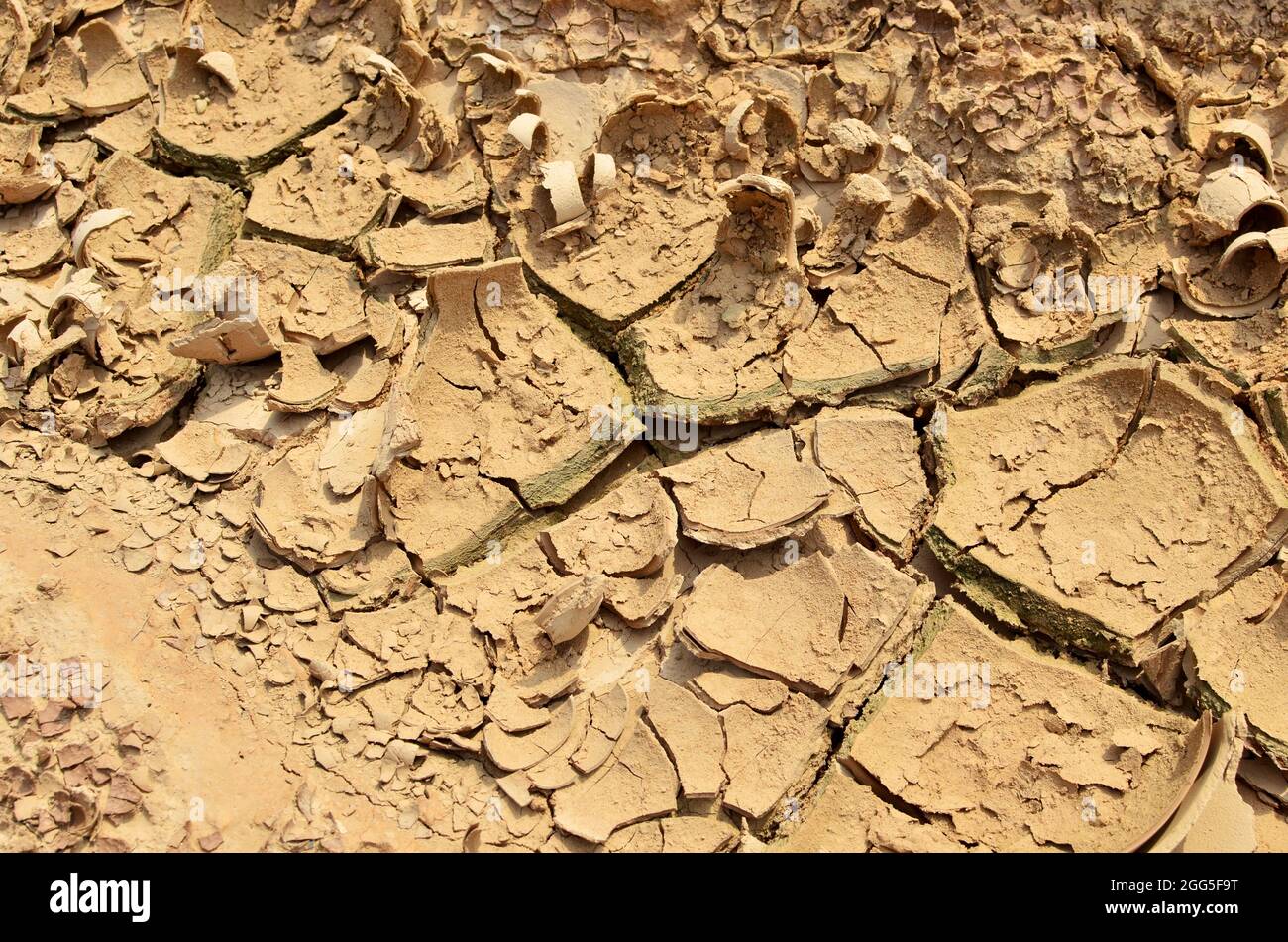 Dry lake in the process of drought and lack of rain or moisture. Global ...