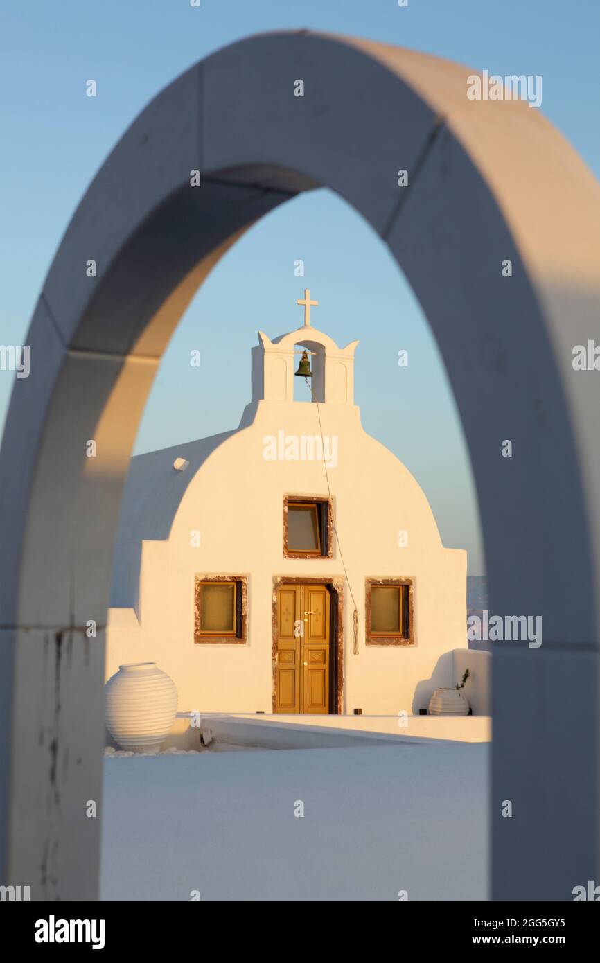 Architectural detail of Oia, the small town on the island of Santorini ...