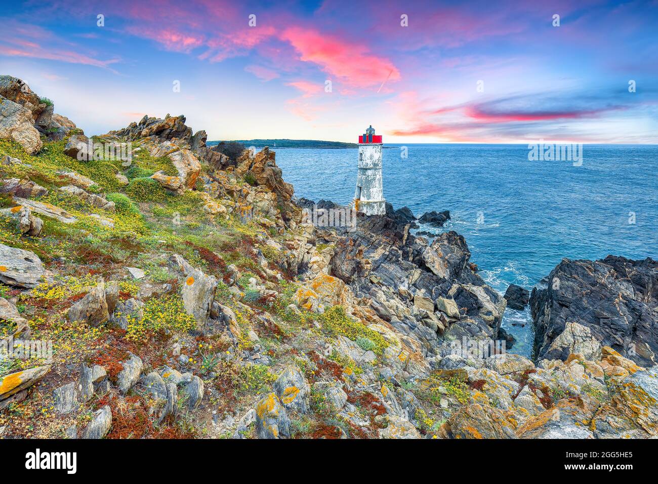Fabulous view of sunset over Capo Ferro Lighthouse. Popular travel ...