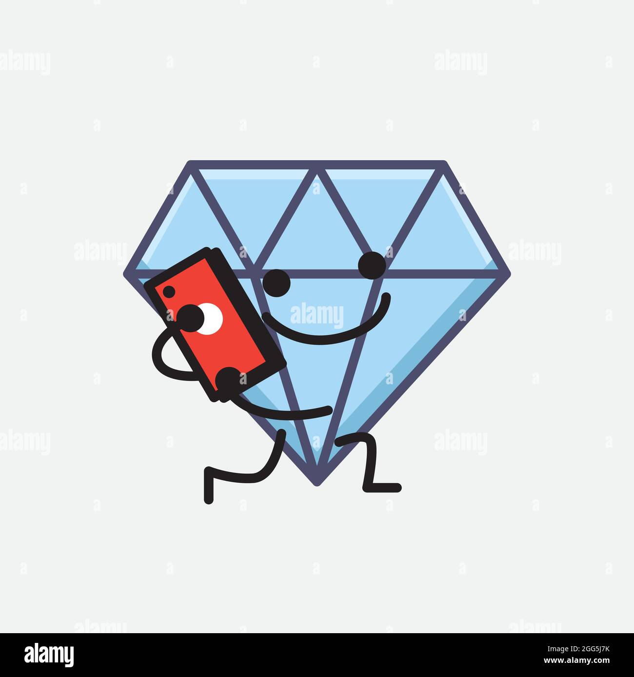 Vector Illustration of Diamond Character Mascot on isolated background ...