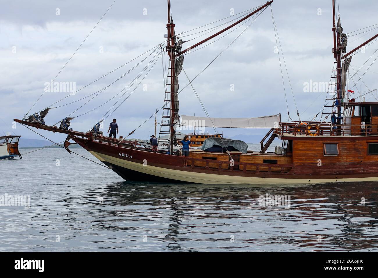 Labuan bajo with local ship , yacht and traditional small boat . Those ...