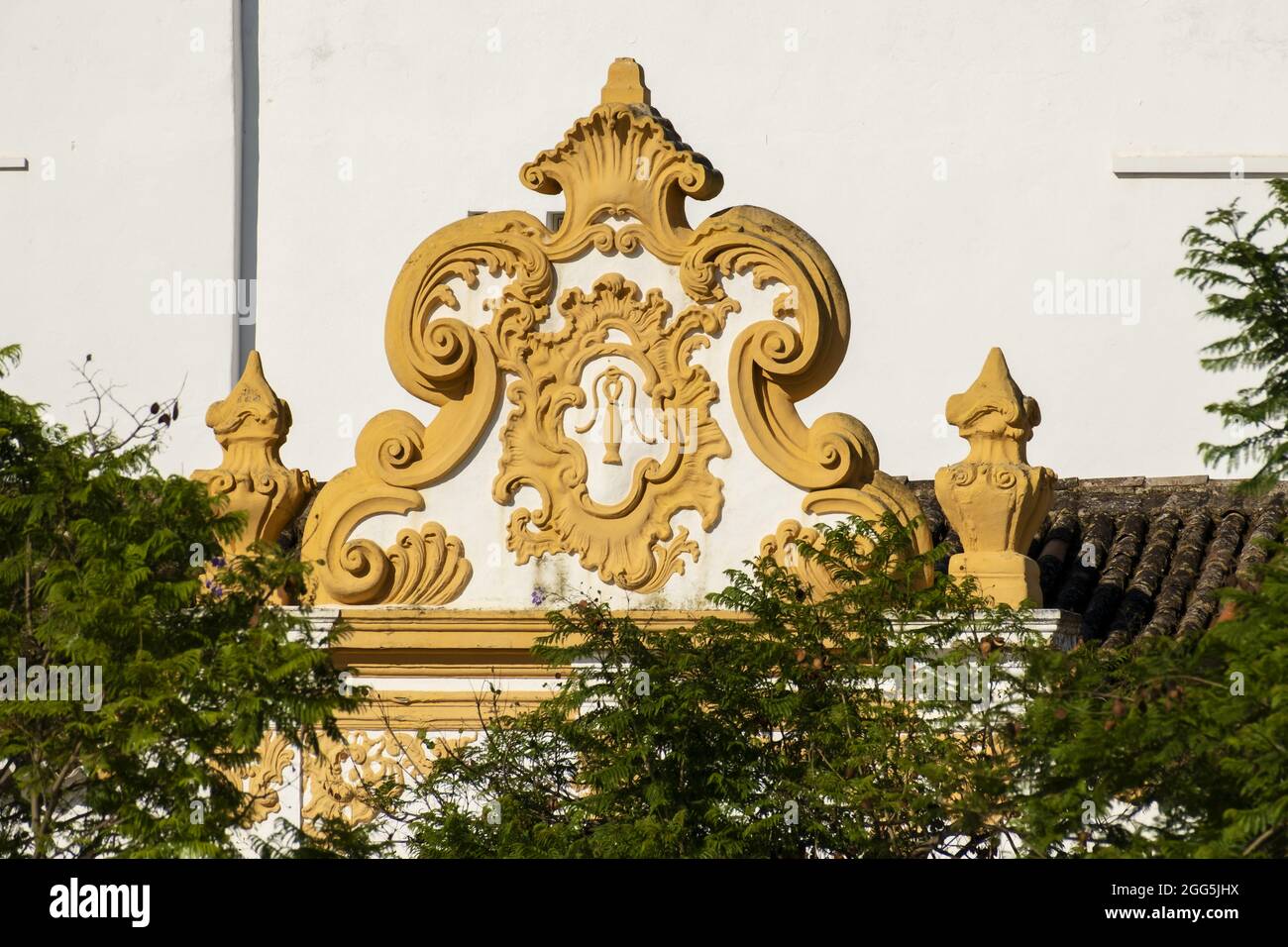Detail of the baroque pediment, which was part of a step or oratory ...