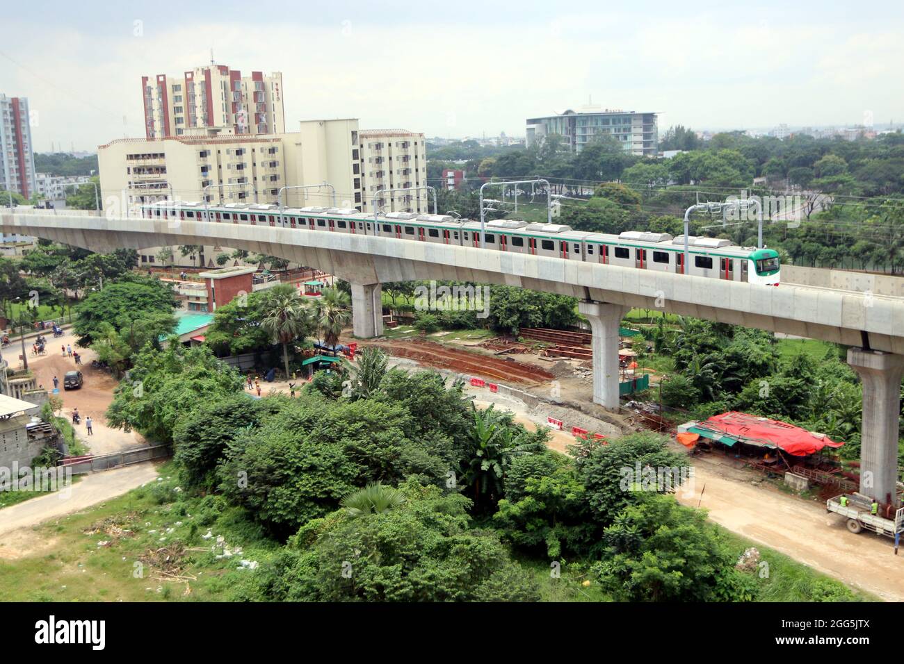 August 29,2021,Dhaka,Bangladesh: An electric metro rail train has made ...