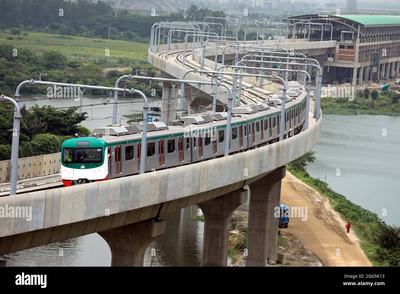 August 29,2021,Dhaka,Bangladesh: An electric metro rail train has made ...
