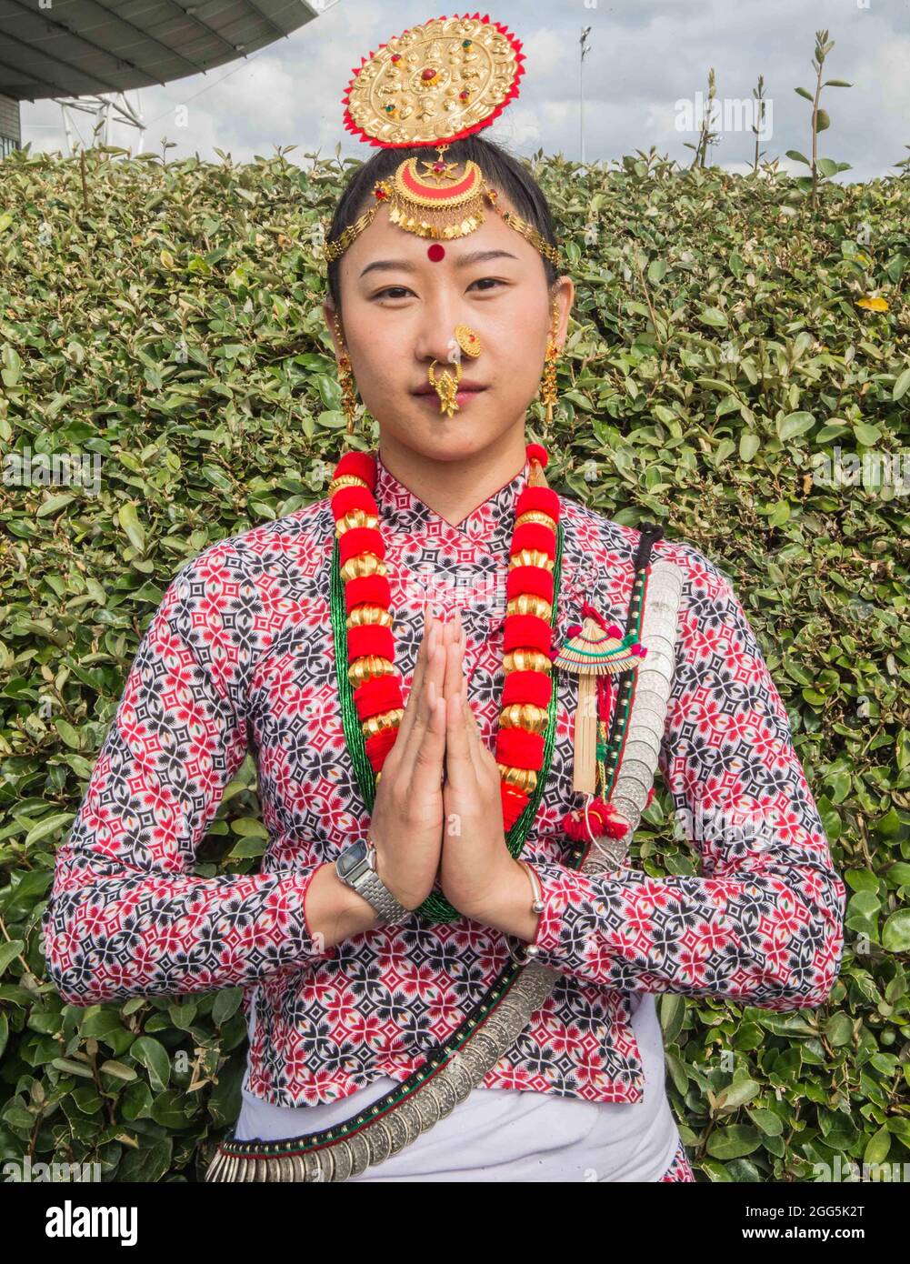 Photo of girls in traditional nepalese costumes in front of hi-res ...