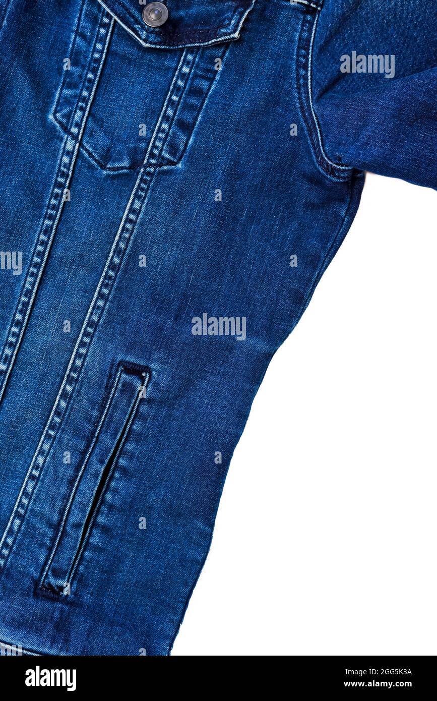 Denim jacket with a side pocket. Blue jean jacket with pockets and ...