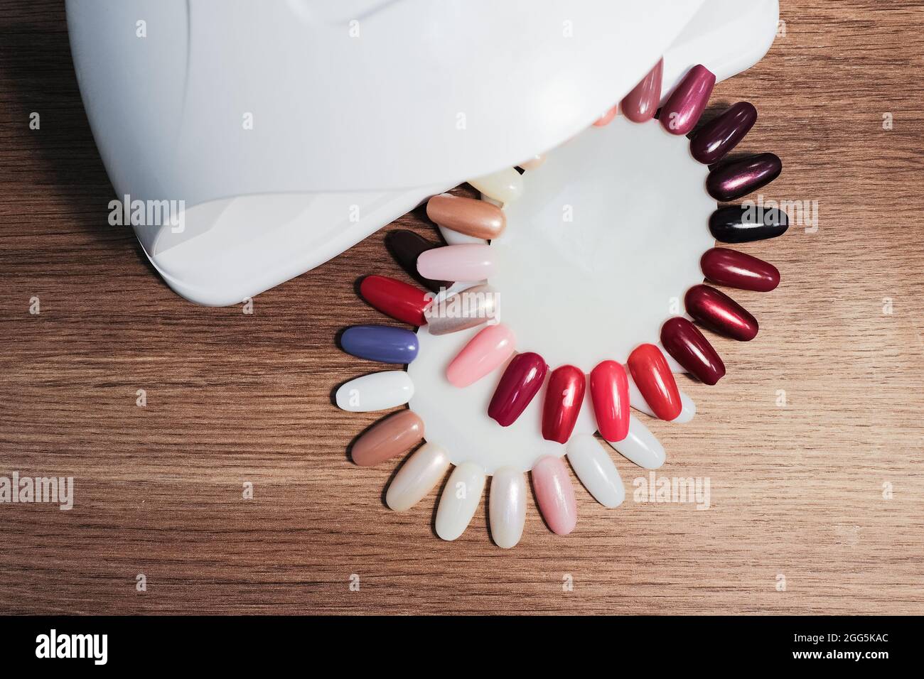 Nail acrylic lacquer manicure swatches. Gel nail samples palette Stock ...