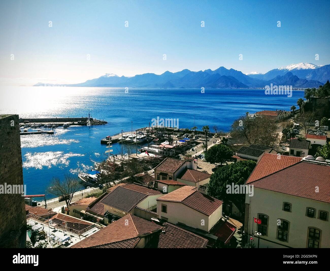 Panoramic aerial view of the historic town, Antalya,Turkey, one of the ...