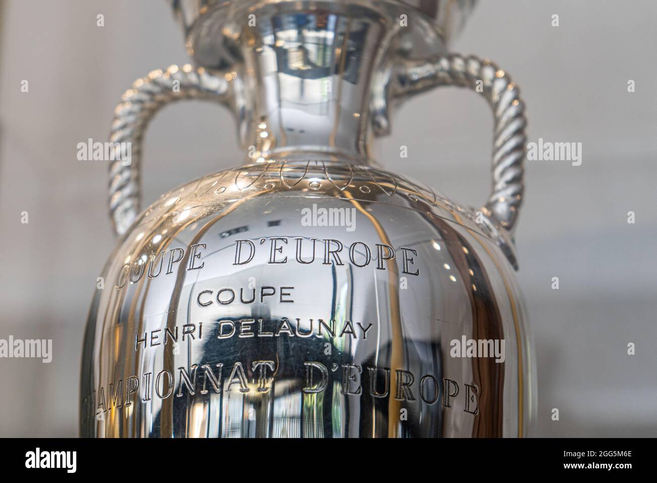 ROME ITALY UK. 29 August 2021. The Henri Delaunay trophy won in 1968 in ...
