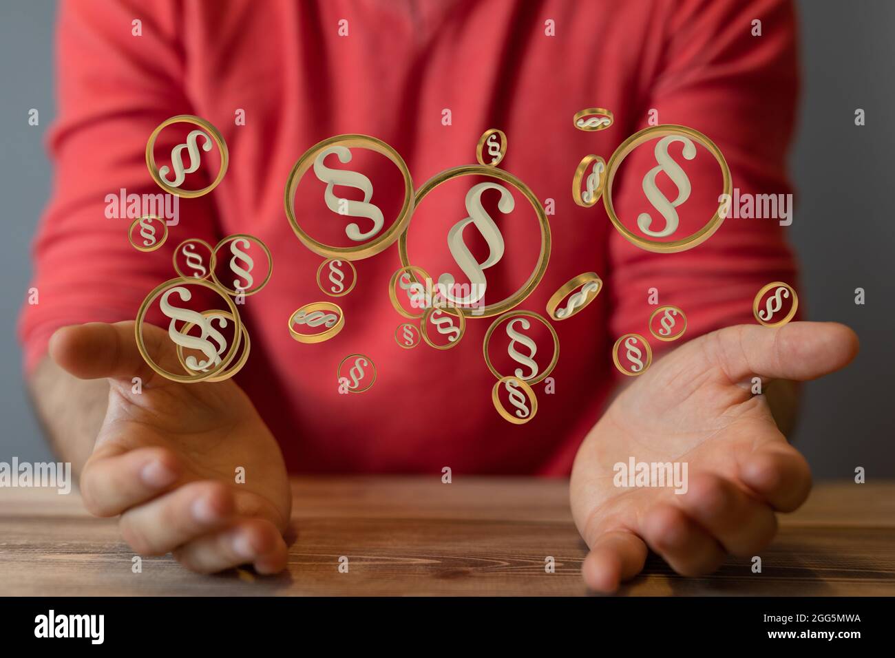 A digital illustration of floating law signs in 3D in hands Stock Photo ... A digital illustration of floating law signs in 3D in hands Stock Photo ...