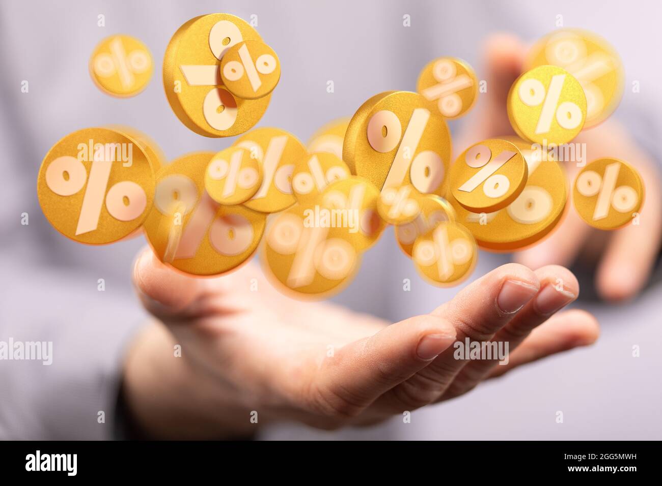 A digital concept of sales and discounts with floating percent signs in ...
