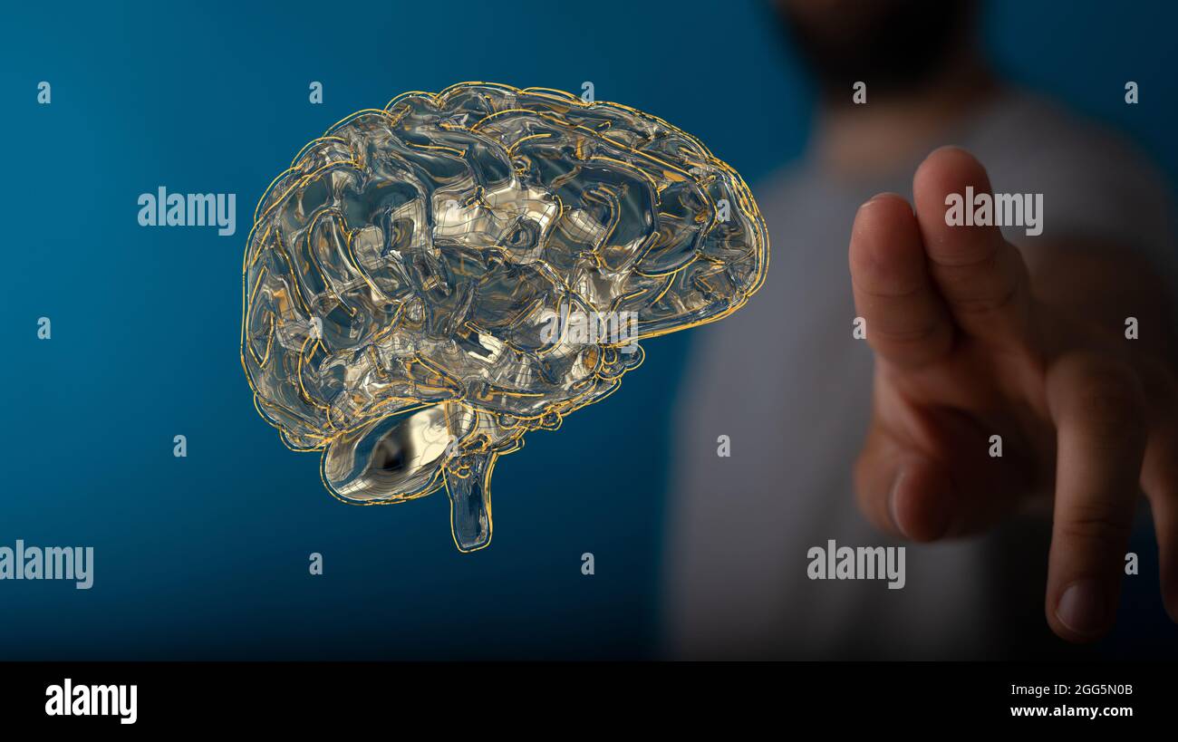 A finger touching a digital concept of artificial intelligence Stock ...