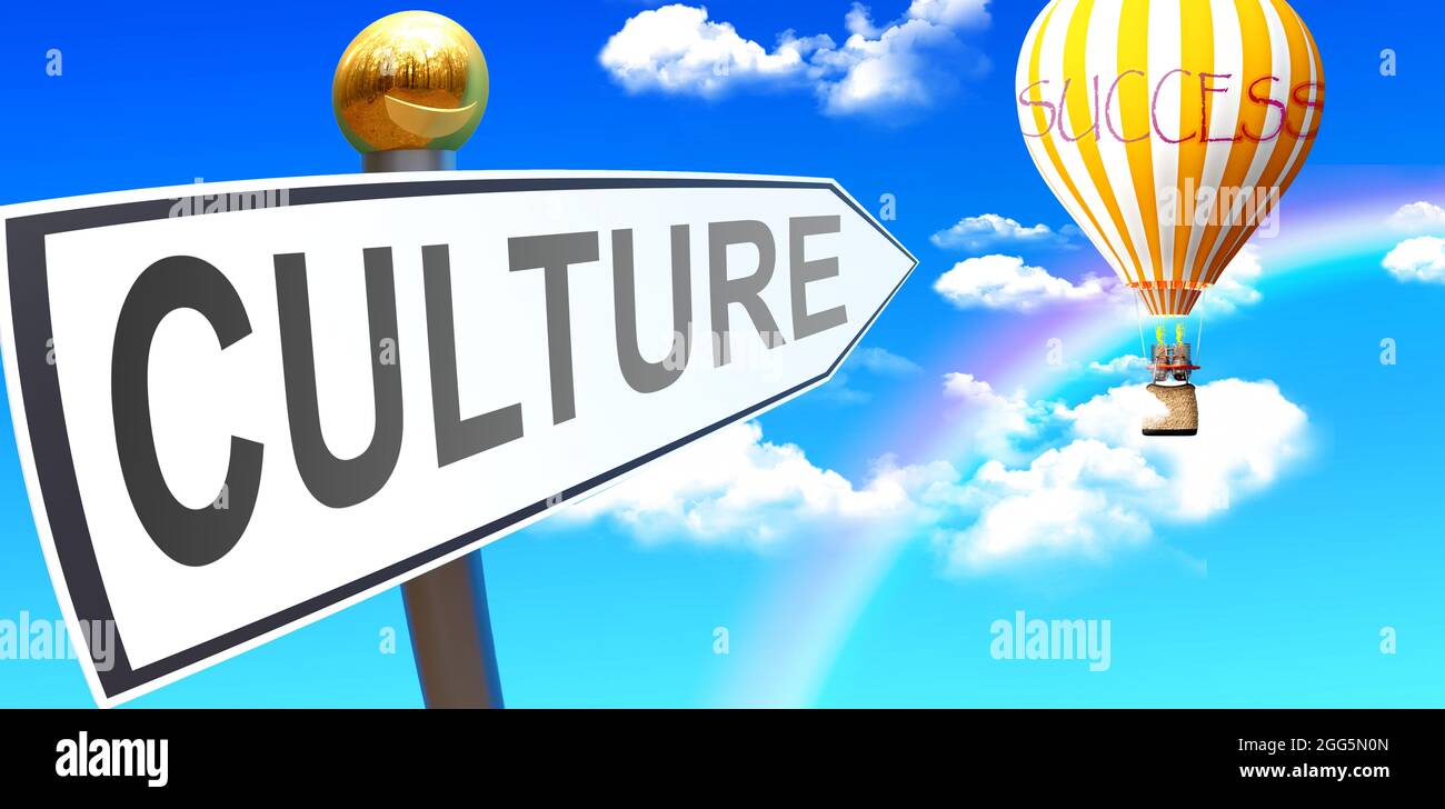 Culture leads to success - shown as a sign with a phrase Culture ...