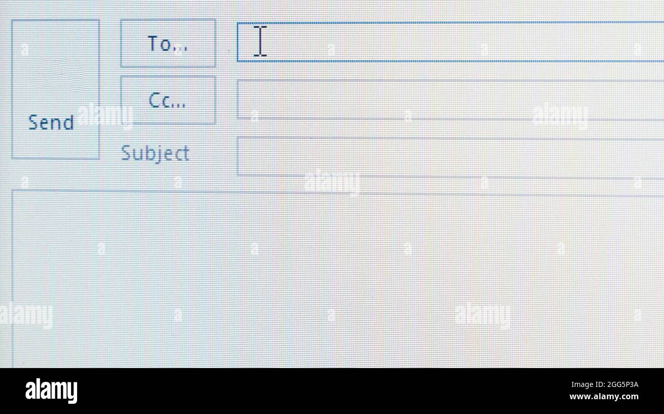 electric mail and carbon copy with subject box on white computer lcd ...