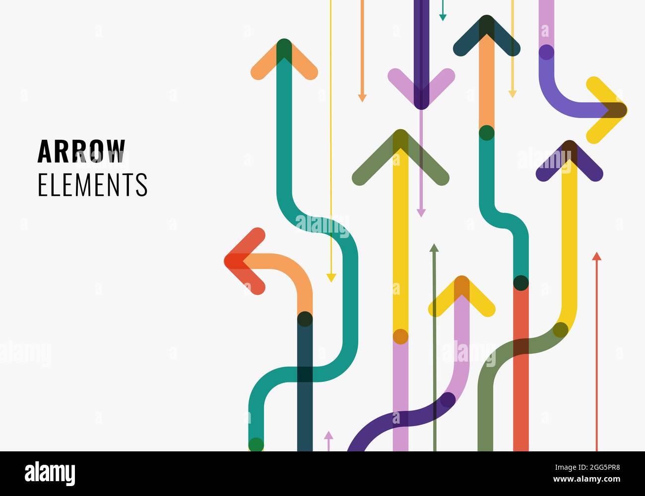 Arrow way diagonal direction colorful overlapping on white background ...