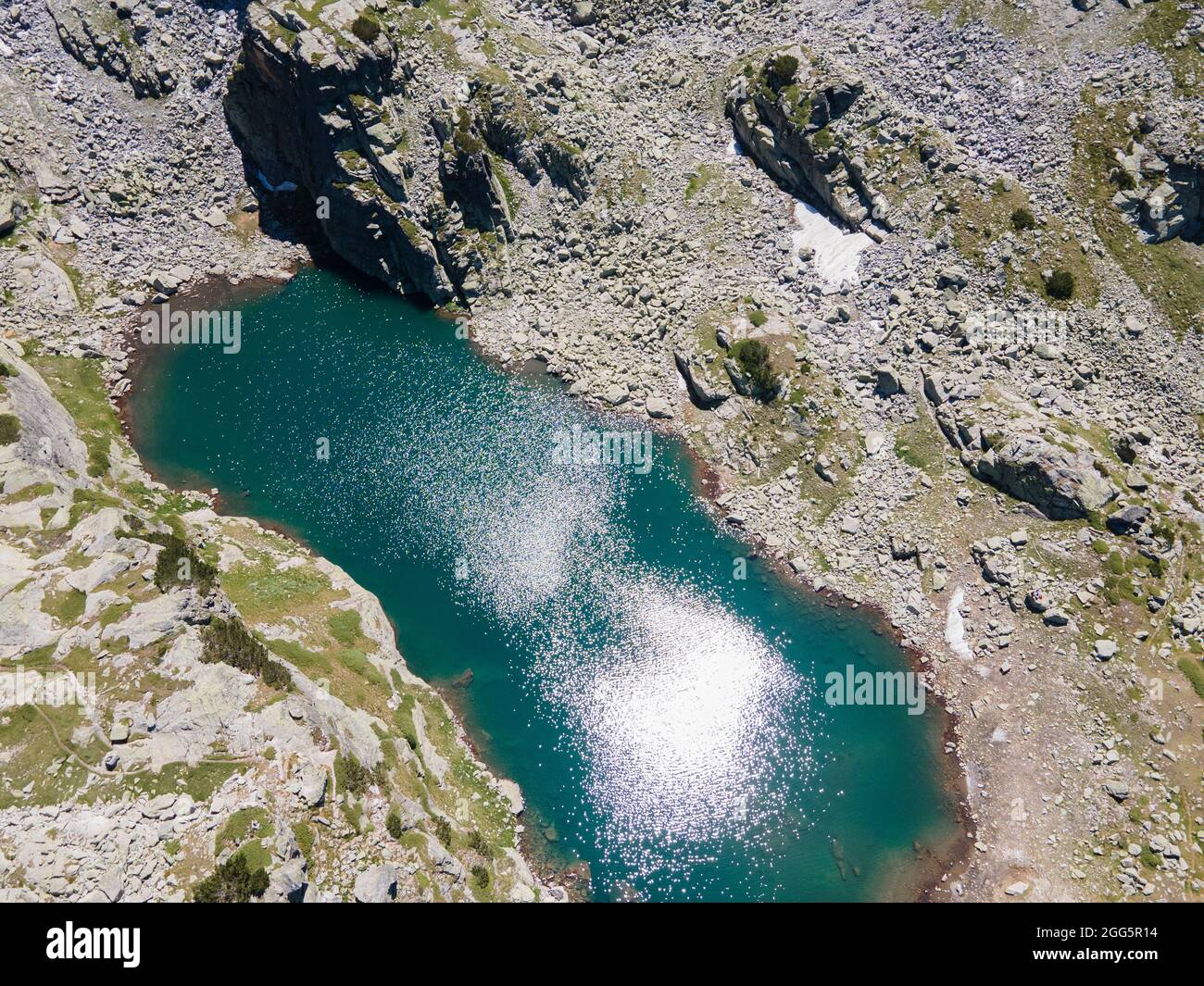 Amazing Aerial view of The Scary Lake (Strashnoto lake), Rila Mountain ...