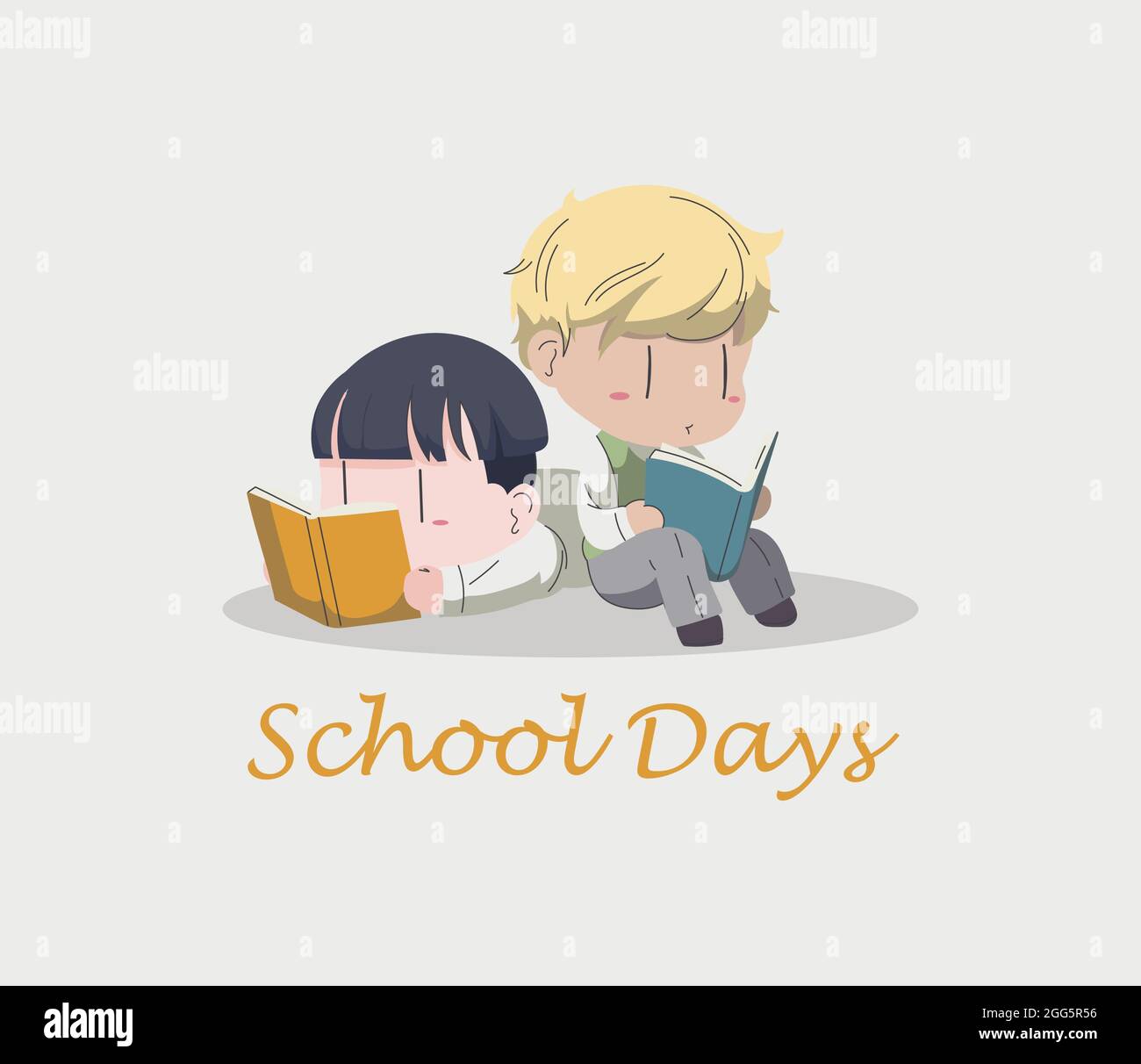 Back to school. School days. Two boys are doing their homework ...