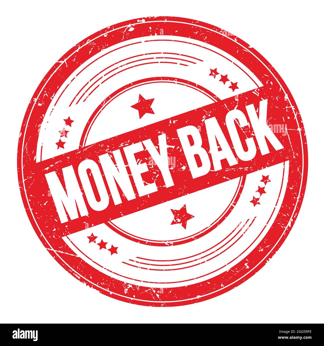 MONEY BACK text on red round grungy texture stamp Stock Photo - Alamy