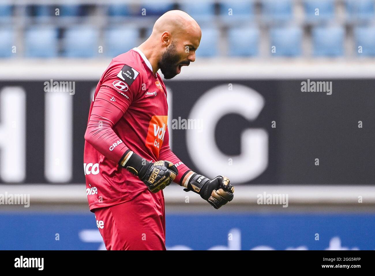 Gent's goalkeeper Sinan Bolat celebrates as 34 Gent's Tarik Tissoudali ...
