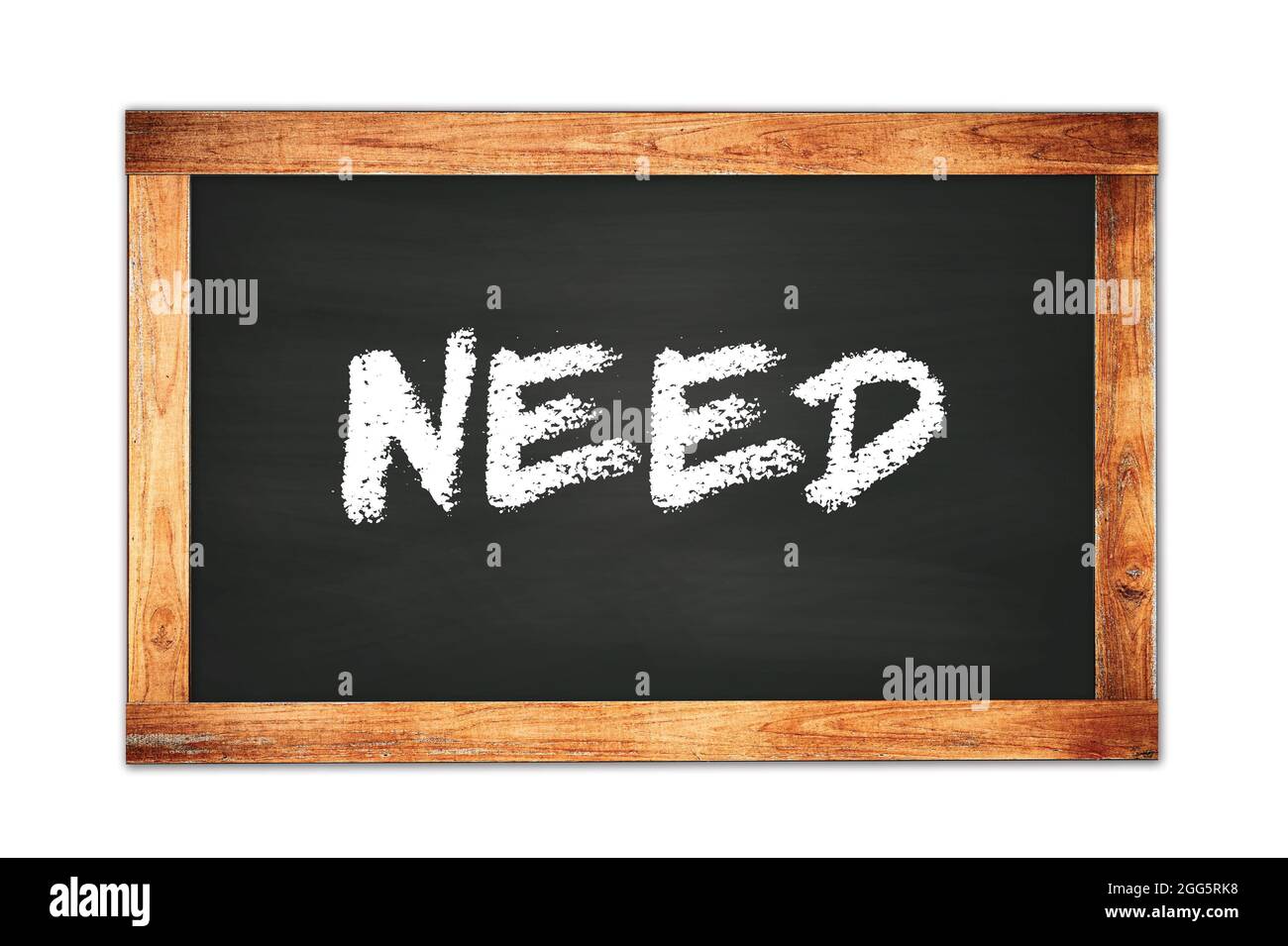 NEED text written on black wooden frame school blackboard Stock Photo ...