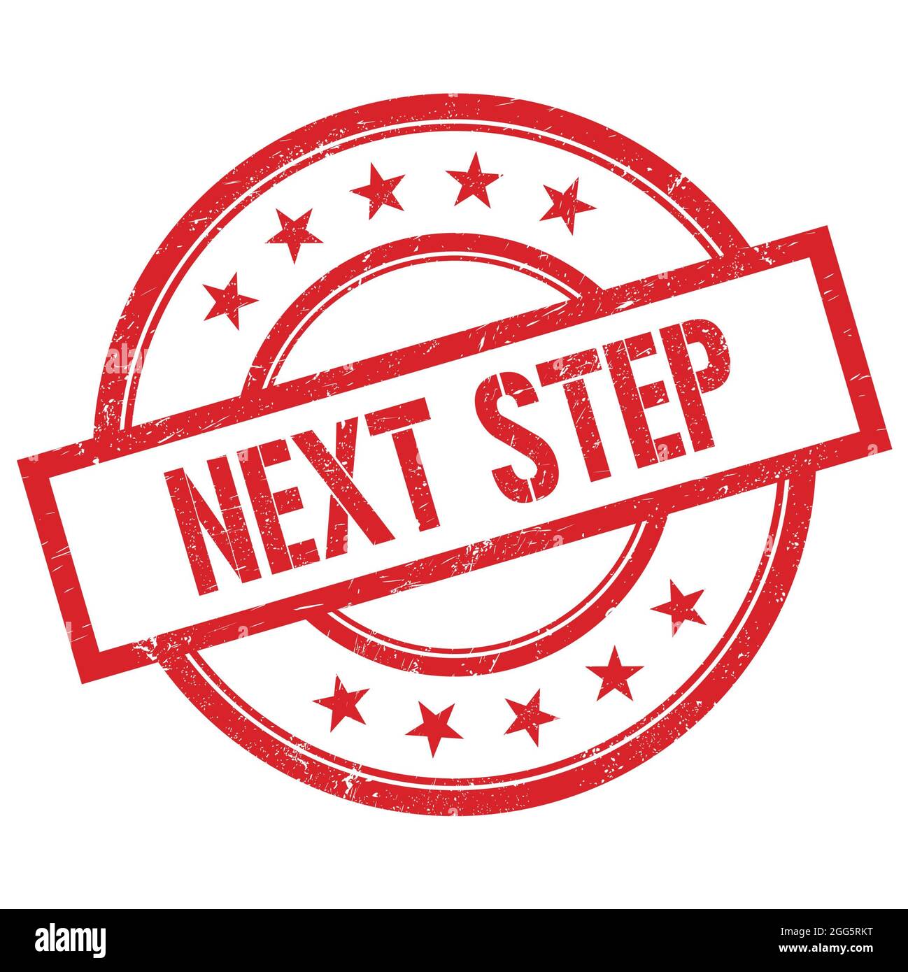 NEXT STEP text written on red round vintage rubber stamp Stock Photo ...