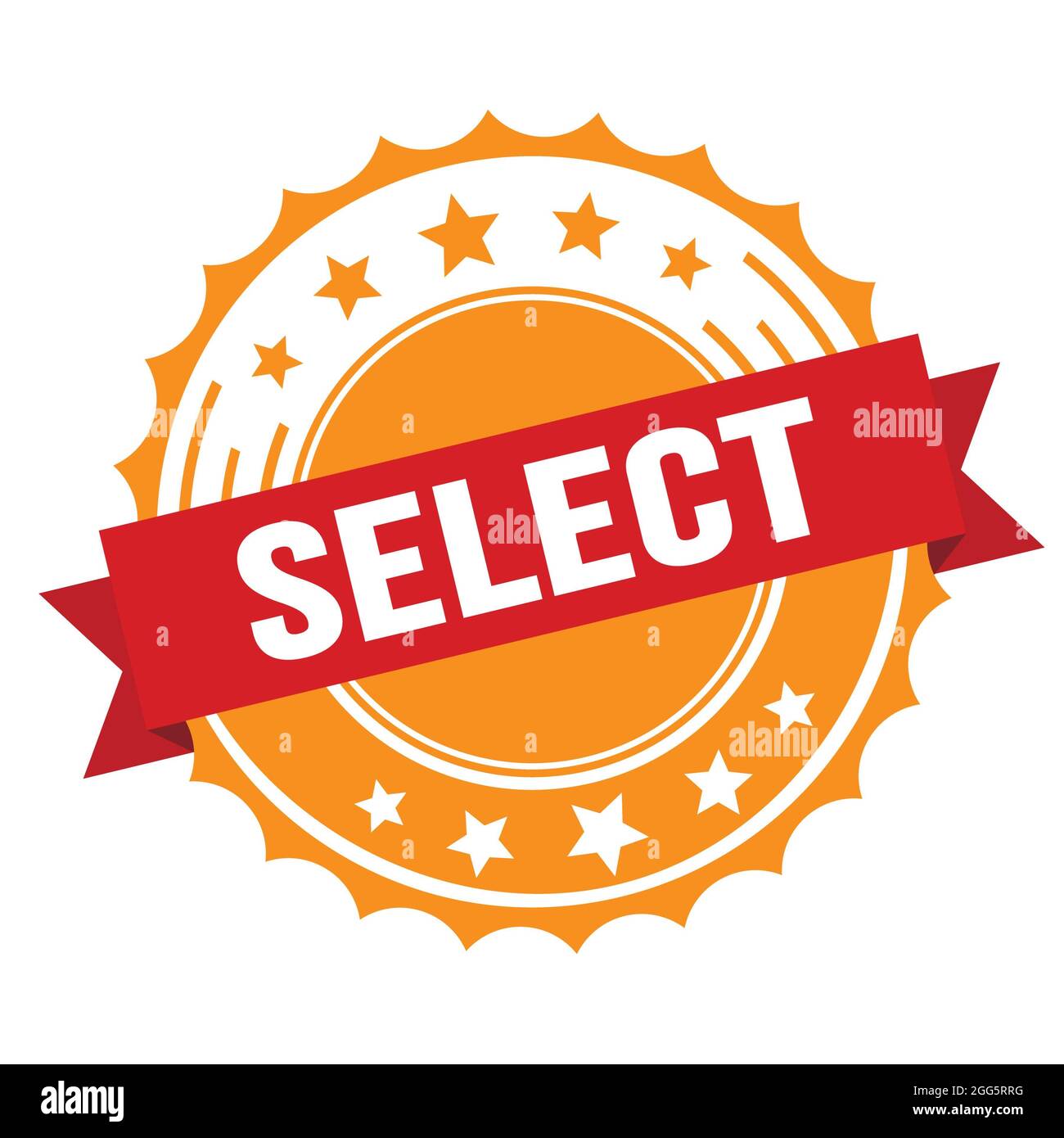 SELECT text on red orange ribbon badge stamp Stock Photo - Alamy