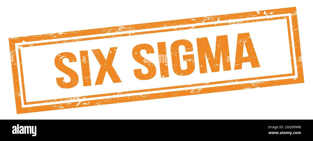 SIX SIGMA text on orange grungy vintage rectangle stamp Stock Photo - Alamy