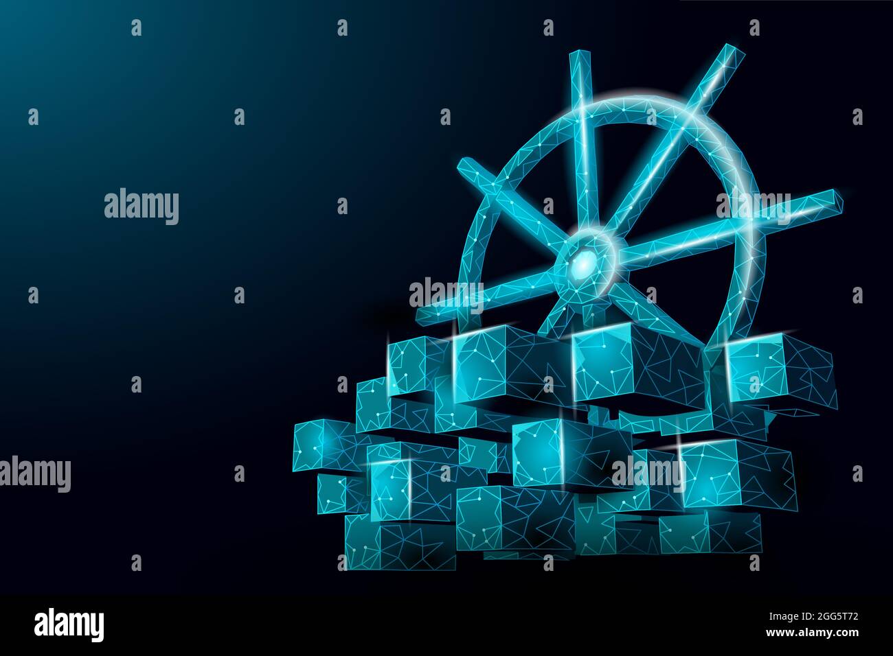 Wheel Helm On Container Computer Developer App Concept Business Digital Open Source Program