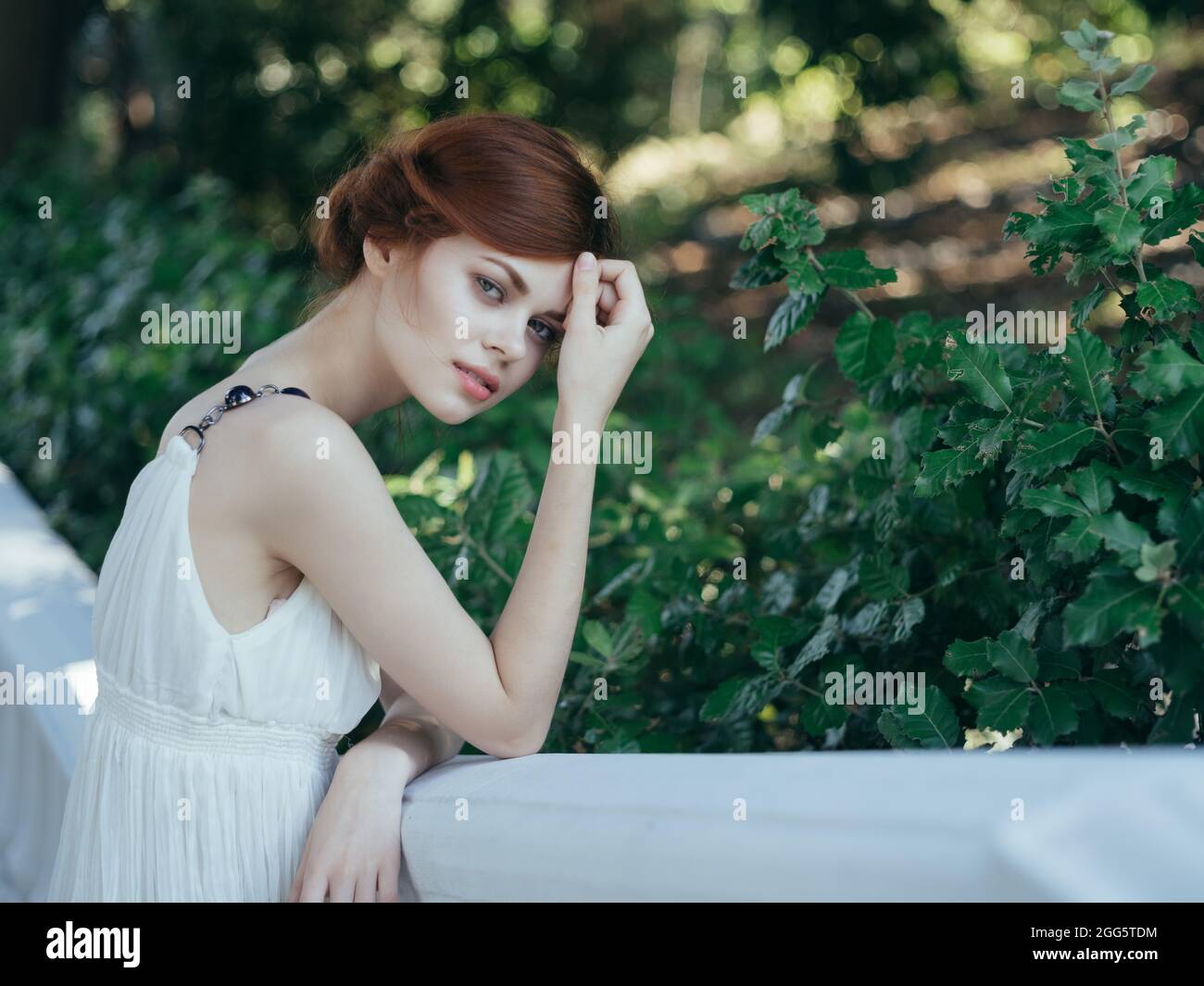 pretty woman in white dress greek princess mythology tradition Stock ...