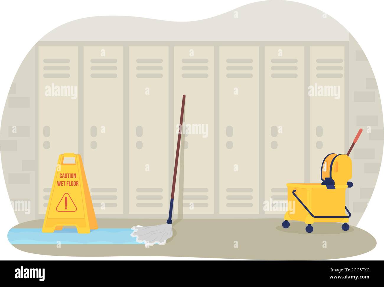 Empty school hallway 2D vector isolated illustration Stock Vector Image ...