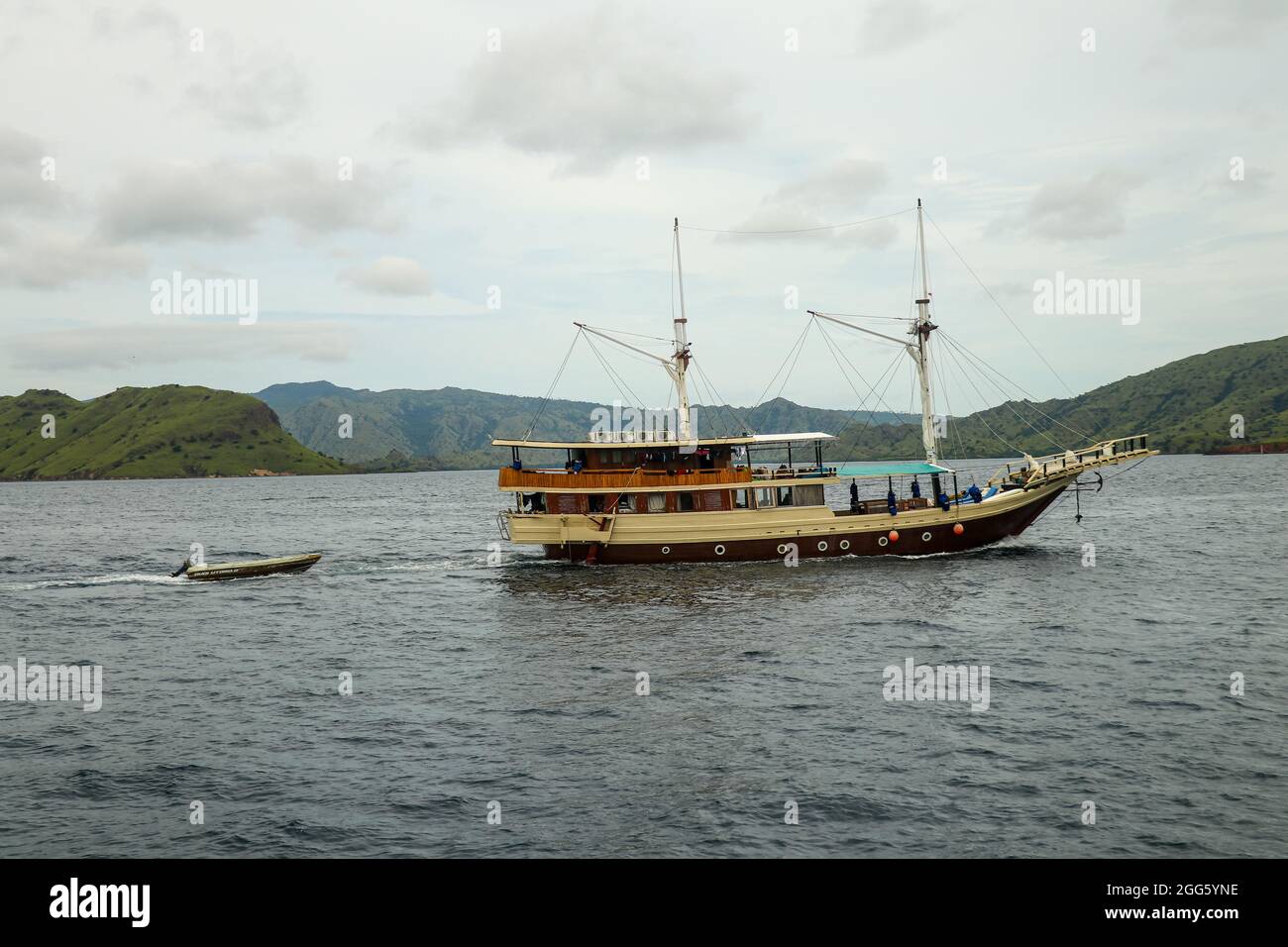 Labuan bajo with local ship , yacht and traditional small boat . Those ...