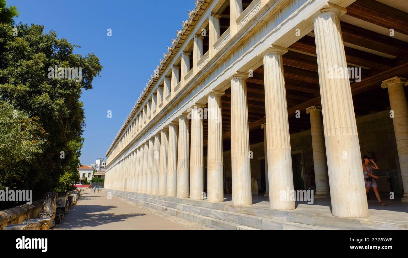 Stoa of Attalos in the Ancient Agora in Athens, Greece Stock Photo - Alamy