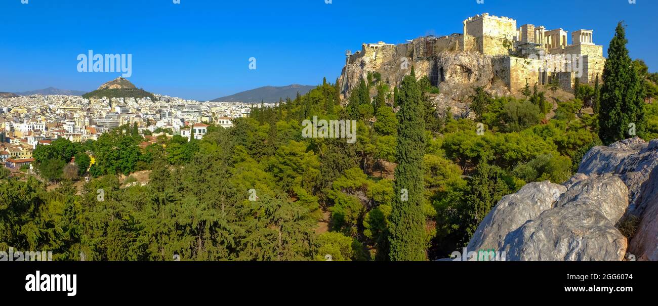 A panoramic view of the Acropolis from the Areopagus Hill in Athens, Greece Stock Photo - Alamy