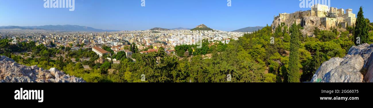 A panoramic view of the Acropolis from the Areopagus Hill in Athens, Greece Stock Photo - Alamy