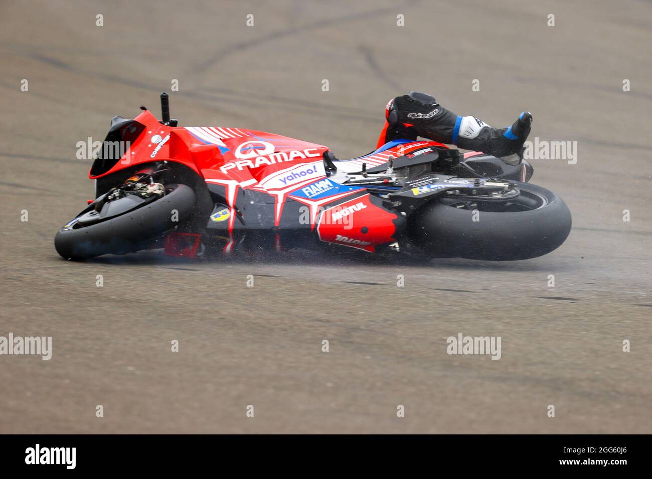 Jorge Martin of Pramac Racing crashes out during the Monster Energy ...