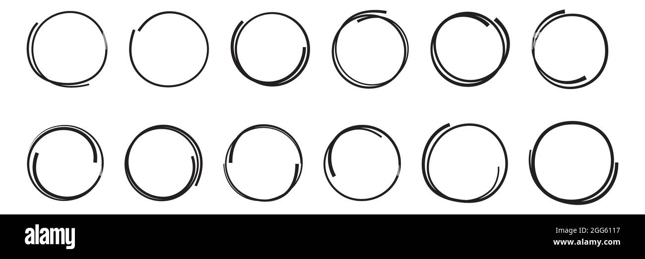 Hand drawn circles sketch frame super set. Rounds scribble line circles. Vector illustrations ...