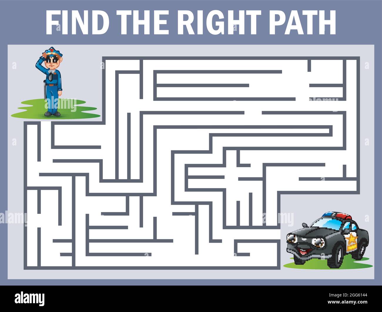 Maze game finds the police way to the car police Stock Vector Image ...