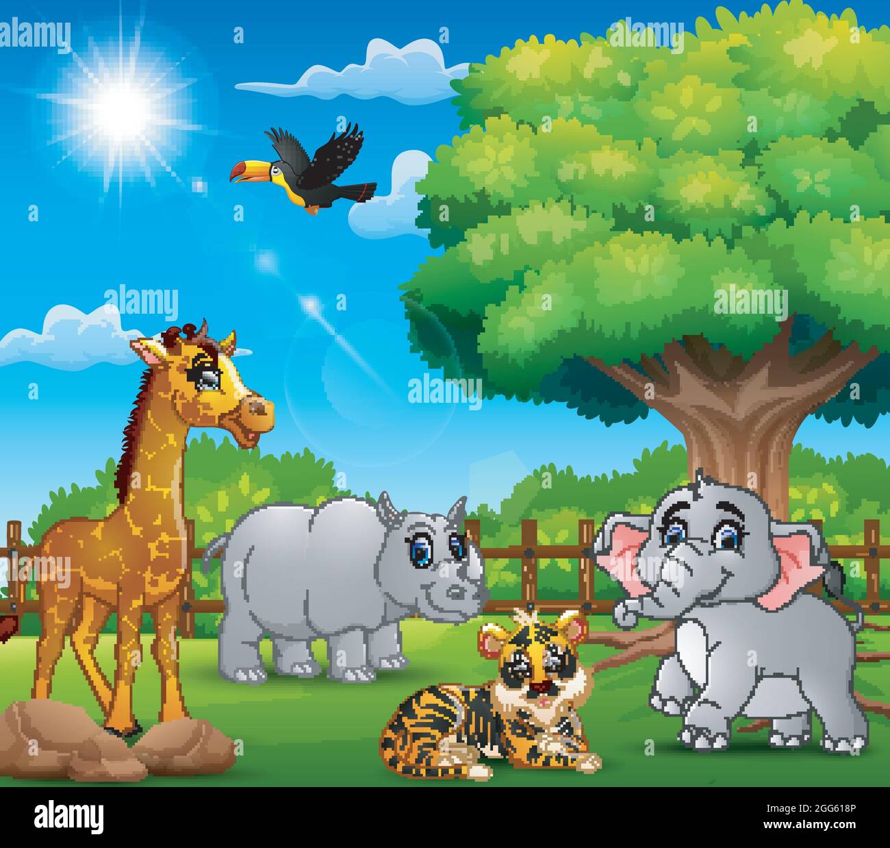 Happy animals on nature scene Stock Vector Image & Art - Alamy
