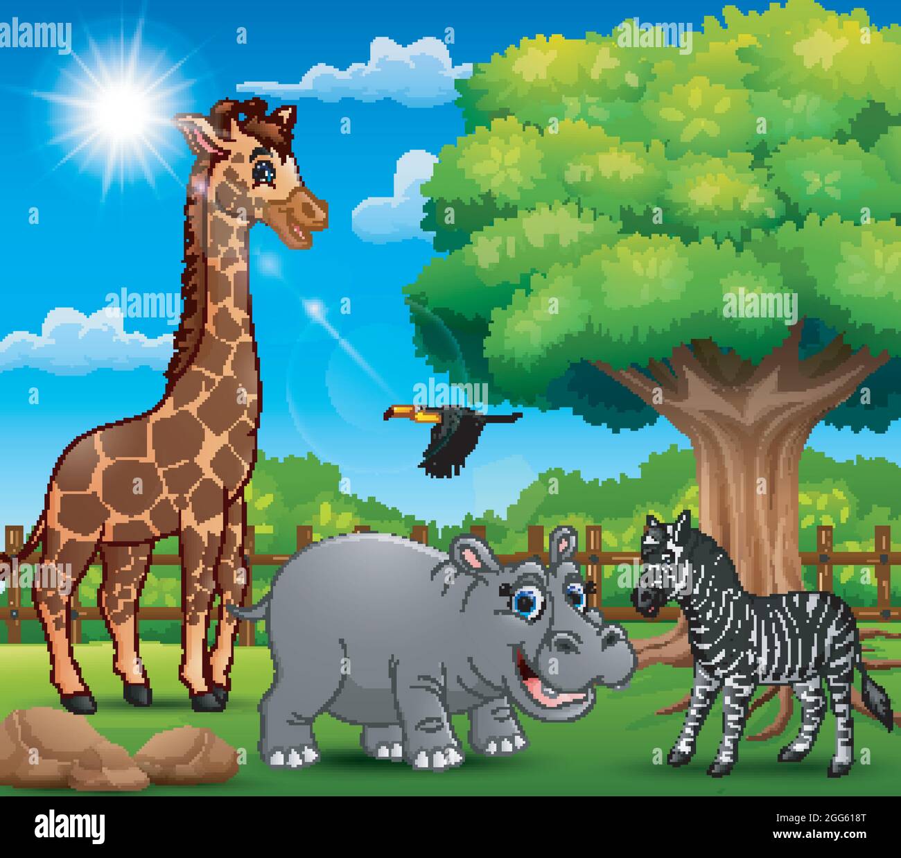 The animals are enjoying nature by the cage Stock Vector Image & Art ...