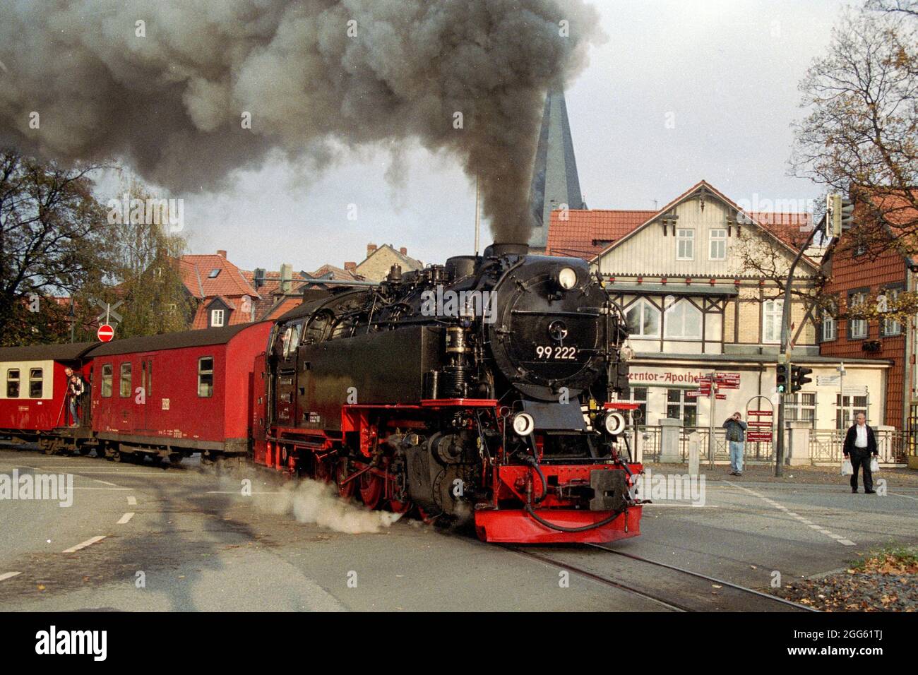 A Harz steam train crossing the road in Wernigerode Stock Photo - Alamy