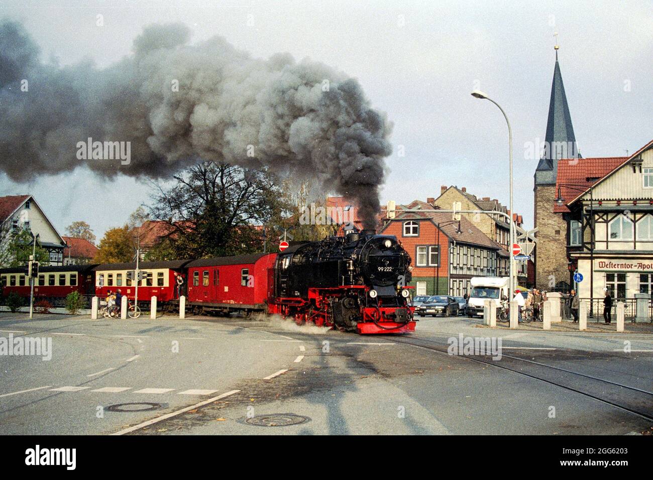 A Harz steam train crossing the road in Wernigerode Stock Photo - Alamy
